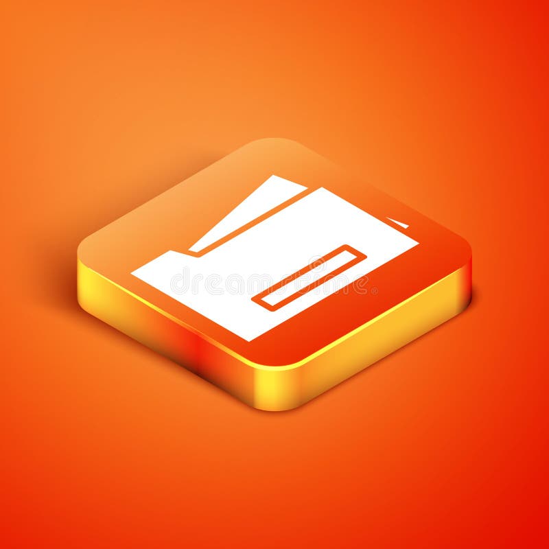 Isometric Printer Icon Isolated on Orange Background. Vector Stock ...