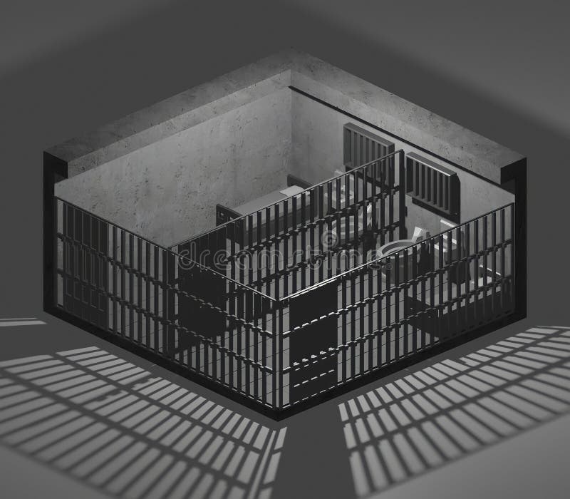 Isometric Prison Room Art 3d Rendering Stock Illustration ...