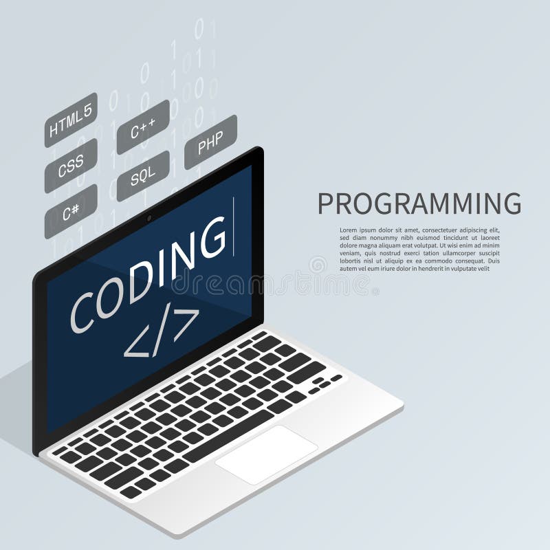 Programmer Coding Binary Computerprogrammer Skill Isometric Vector Stock Vector Illustration