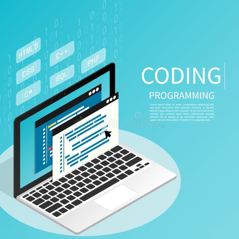 Programmer Coding Binary Computerprogrammer Skill Isometric Vector Stock Vector Illustration