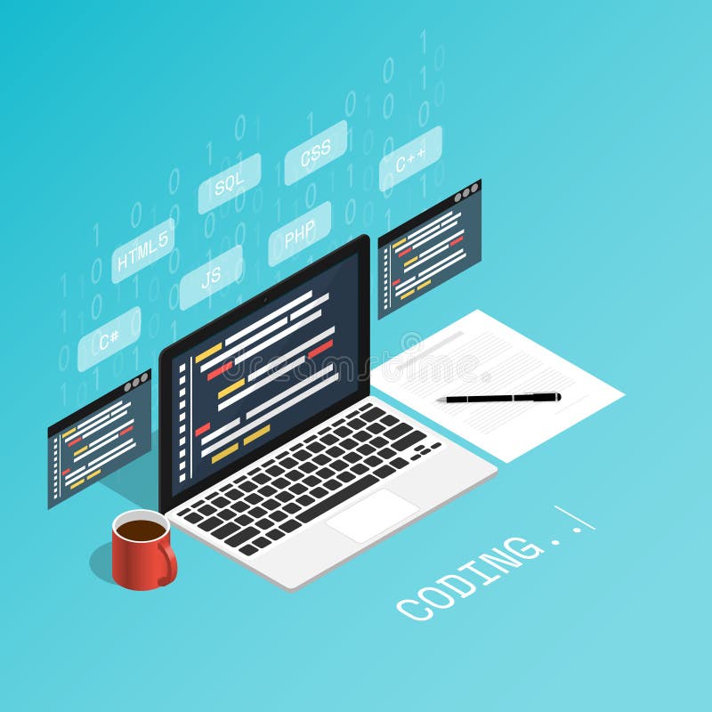 Programmer Coding Binary Computer,programmer Skill Isometric Vector ... Programmer Coding Binary Computer,programmer Skill Isometric Vector ...