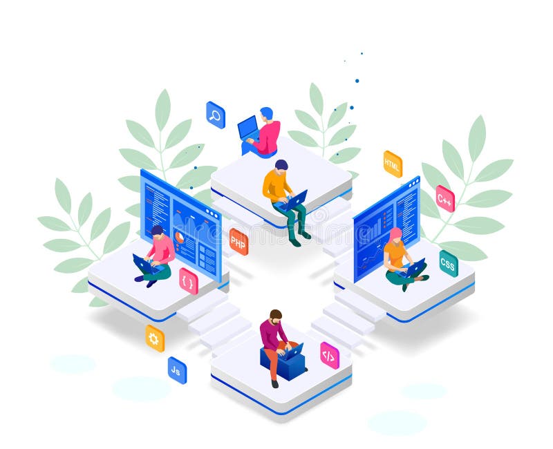 Isometric Programmer Coding New Project Web Development And Programming Skills For Website Web