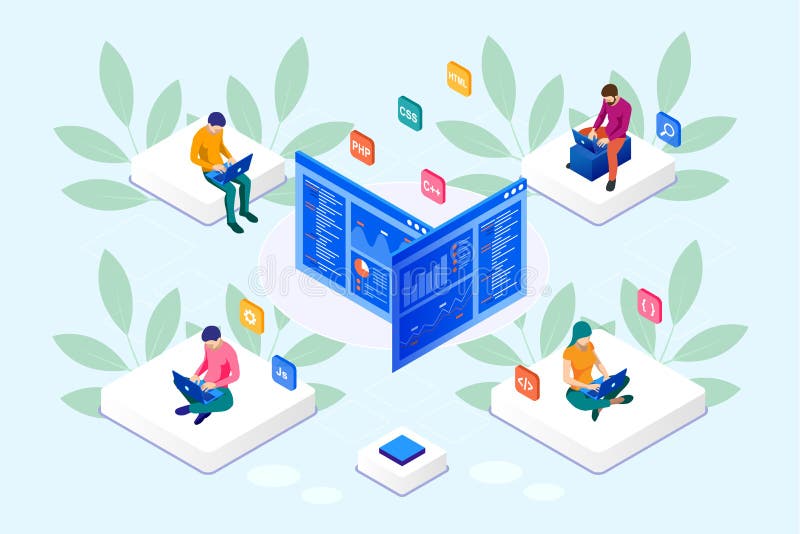 Isometric Programmer Coding New Project Web Development And Programming Skills For Website Web