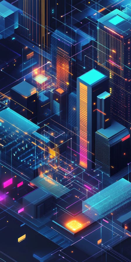 Isometric Projection of Big Data Concept with Abstract Cityscape Stock ...