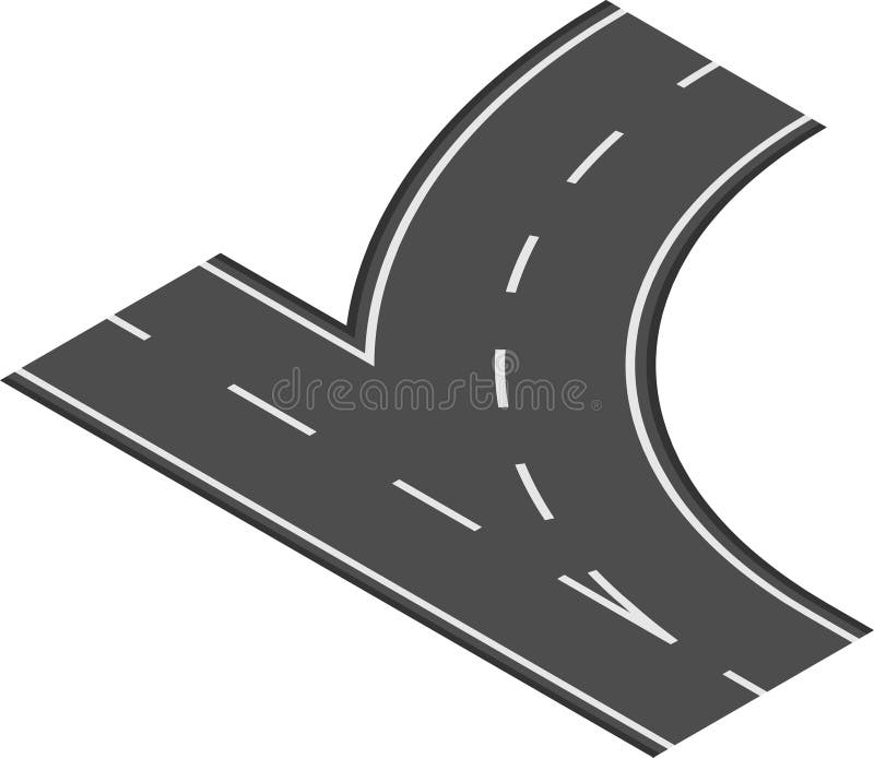 Isometric Road or Highway. Straight, Curved and Crossing City Street ...