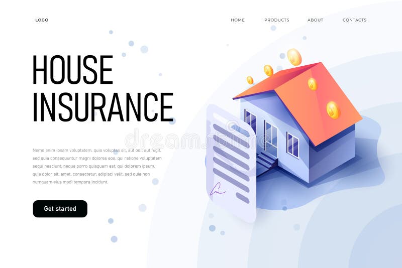 Isometric Property Insurance Concept of Illustration. Home Insurance ...