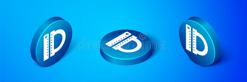 Isometric Protractor Grid for Measuring Degrees Icon Isolated on Blue ...