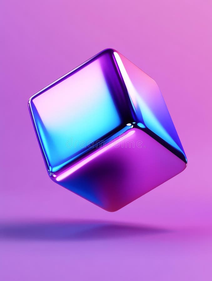 Isometric Purple Blue Gradient Cube Abstract 3D of a Shiny Cube with a ...