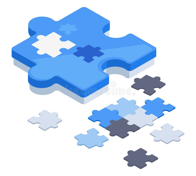 Isometric Puzzle Game. Jigsaw Puzzle Pieces, Teamwork or Problem ...