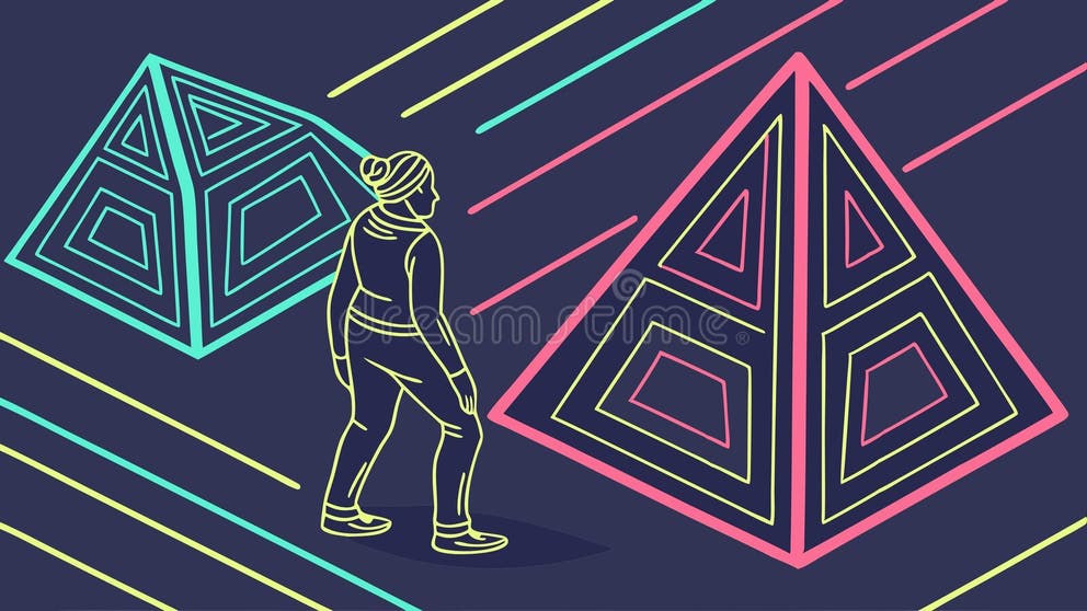 Isometric Pyramid with Figures, Geometric Structure and Abstract Art ...