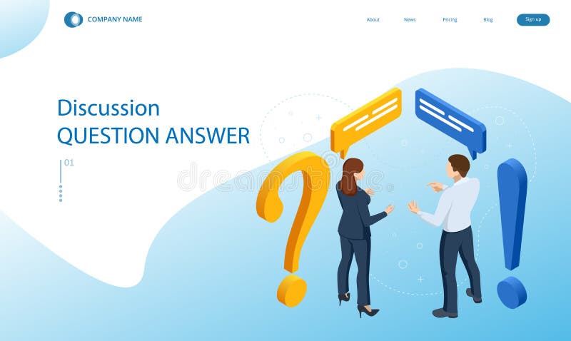 Isometric Question and Answer Concept. Discussion Man and Women ...