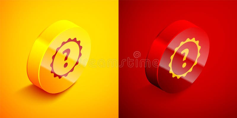 Isometric Question Mark Icon Isolated on Orange and Red Background. FAQ ...