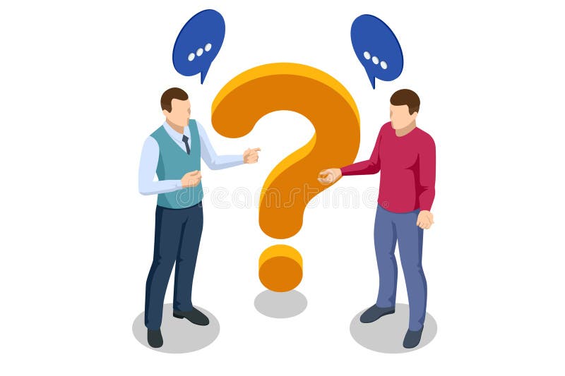 Isometric Question Marks, Message Box with Question, Chatbot Technology ...