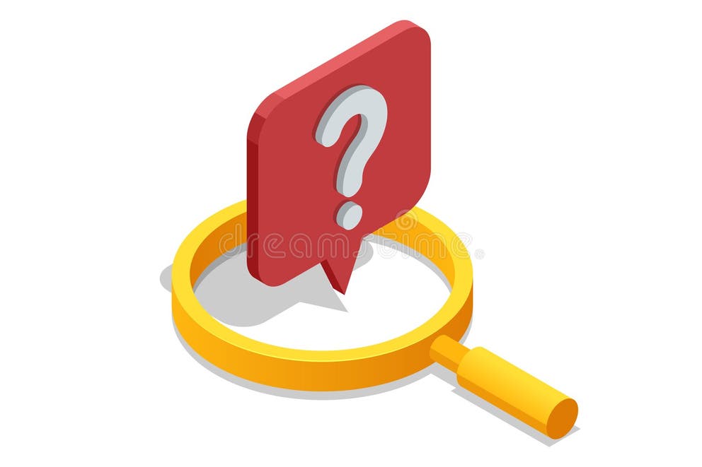 Isometric Question Marks, Message Box with Question, Chatbot Technology ...