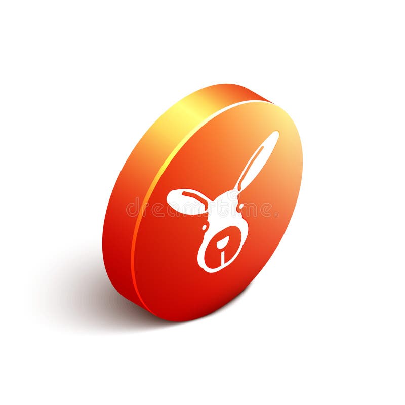 Isometric Rabbit Head Icon Isolated on White Background. Orange Circle ...