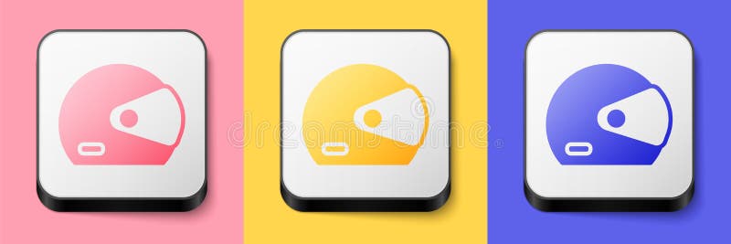 Isometric Racing Helmet Icon Isolated on Pink, Yellow and Blue ...