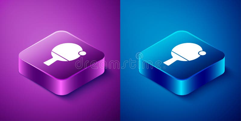 Isometric Racket for Playing Table Tennis Icon Isolated on Blue and ...