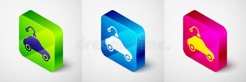 Isometric Radio Controlled Car Toy Icon Isolated on Grey Background ...