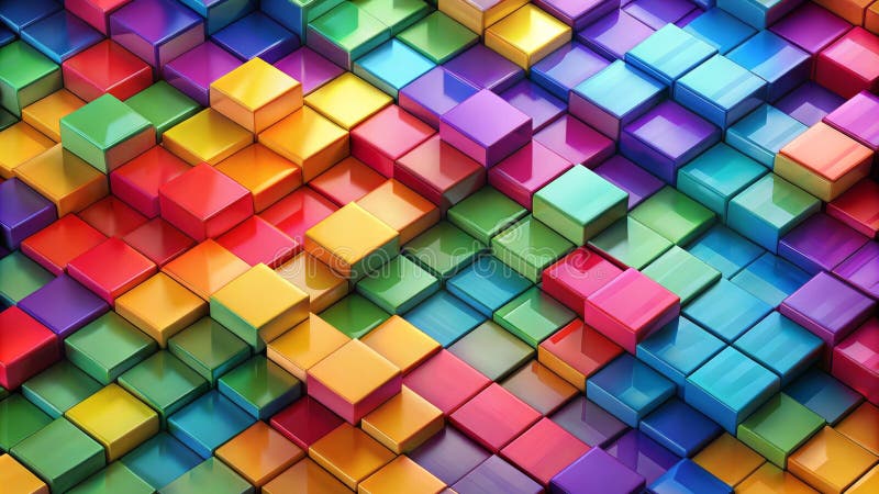 Isometric Rainbow Cubes Glossy, Colorful Blocks Stock Illustration ...