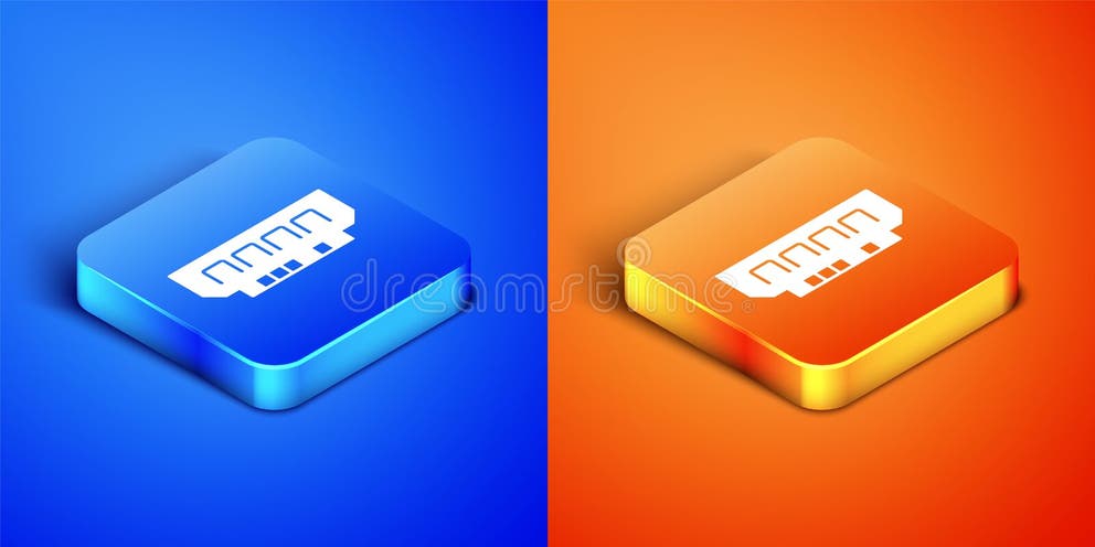 Isometric RAM, Random Access Memory Icon Isolated on Blue and Orange ...