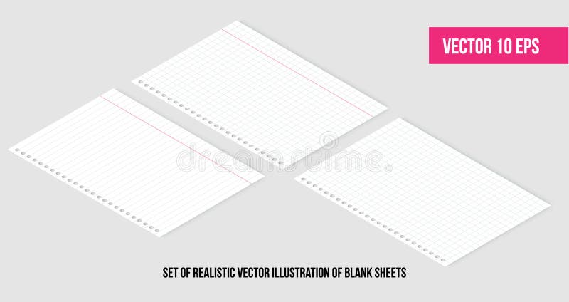 Isometric Realistic Vector Illustration of Blank Sheets of Square and ...