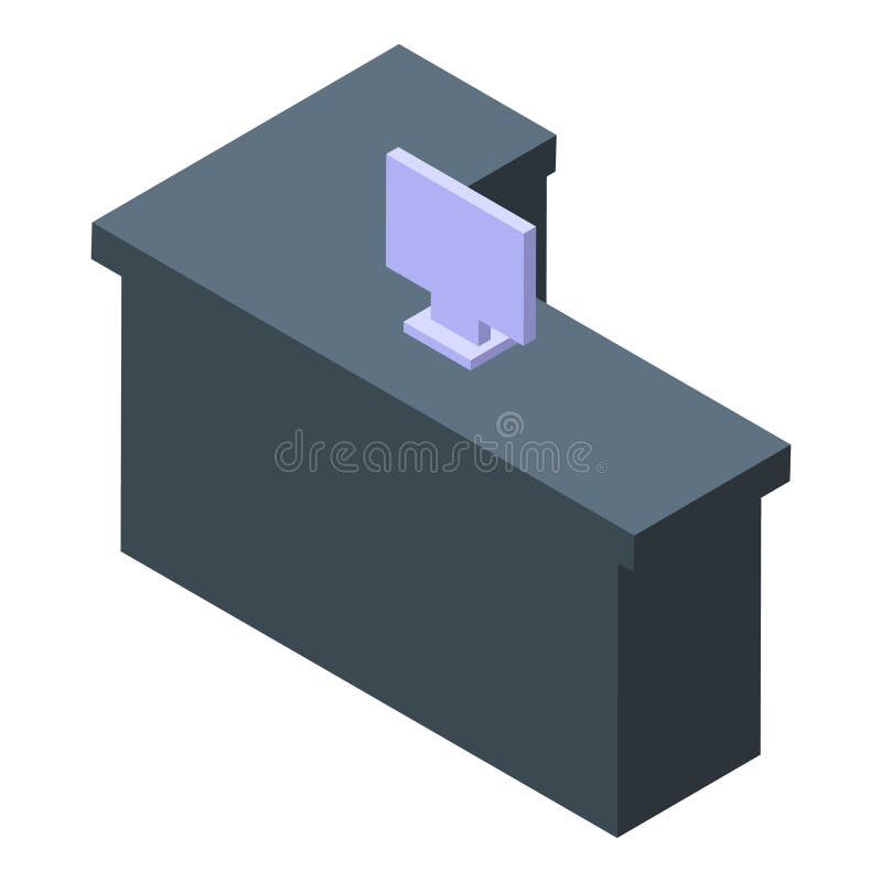 Isometric Reception Desk Standing in Office Room Stock Illustration ...
