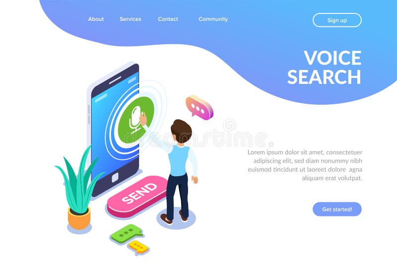 Isometric Record Voice Message Concept. a Person Records a Voice or ...