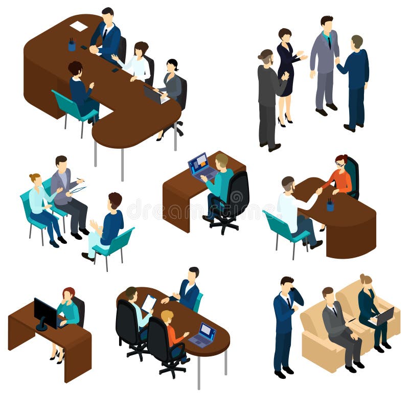 Isometric Recruitment Process Set Stock Vector - Illustration of ...