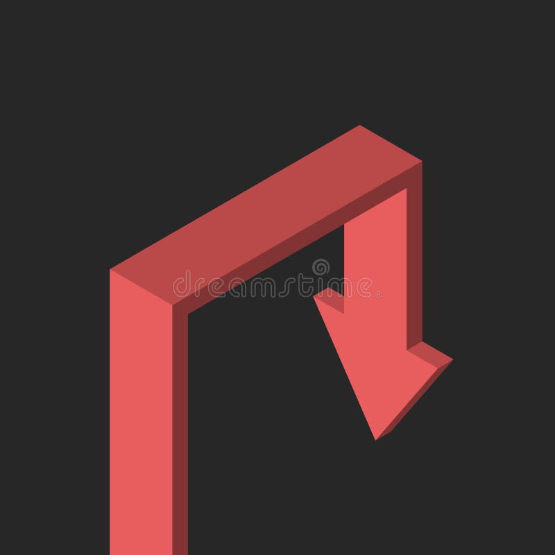 Isometric Red Arrow, Despair Stock Vector - Illustration of drastic ...