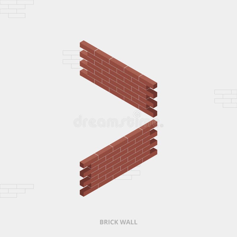 Isometric Red Brick Wall from Different Sides, Vector Illustration, 3D ...