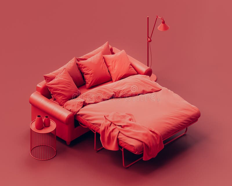 Isometric Red Color Bedroom with Crumpled, Unfinished Messy Red Bed ... Isometric Red Color Bedroom with Crumpled, Unfinished Messy Red Bed ...