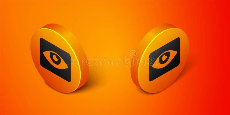 Isometric Red Eye Effect Icon Isolated on Orange Background. Eye ...