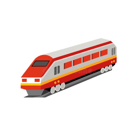 Isometric Red and Grey High Speed Train Vector Stock Illustration ...