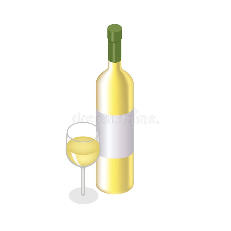 Isometric Red Wine in a Glass Isolated on White Background Stock Vector ...