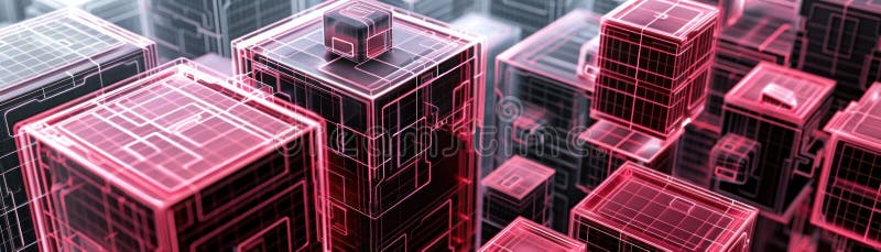 Isometric Red Wireframe City Stock Image - Image of technology, dynamic ...