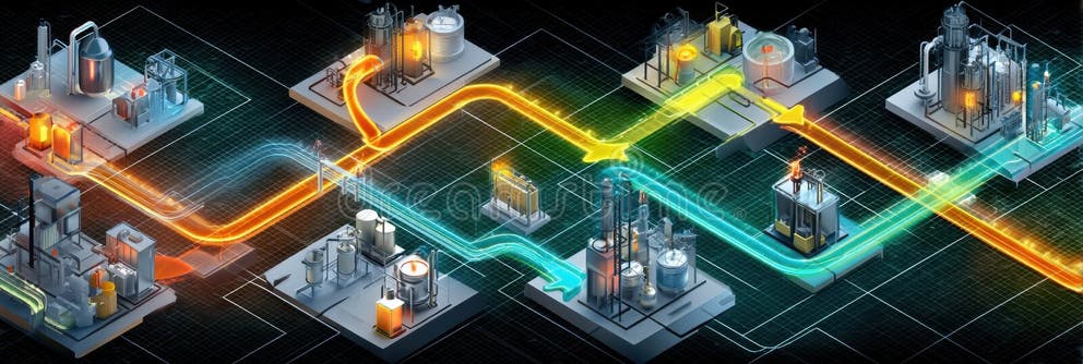 Isometric Refinery Layout Showcasing Dynamic Process Flows with ...