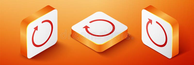 Isometric Refresh Icon Isolated on Orange Background. Orange Square ...