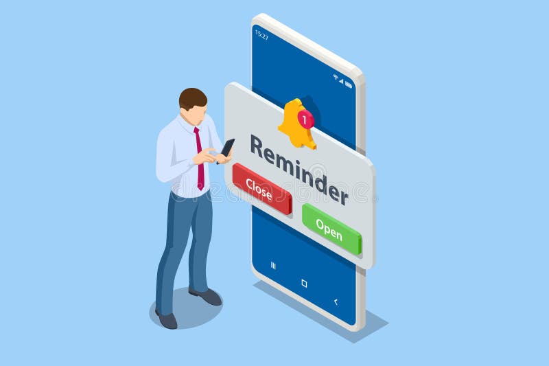 Isometric Reminder, Planning Day Scheduling Appointment in Calendar ...
