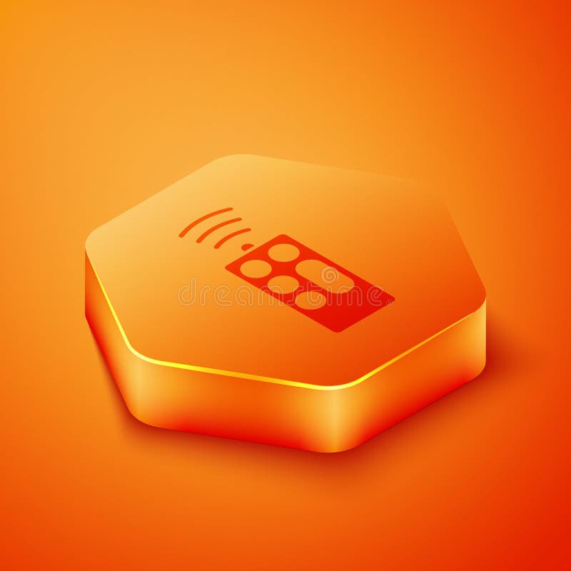 Isometric Remote Control Icon Isolated on Orange Background. Orange ...