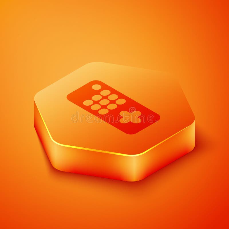 Isometric Remote Control Icon Isolated on Orange Background. Orange ...