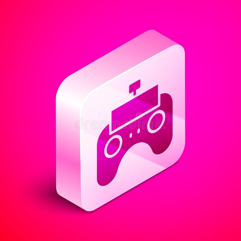 Isometric Remote Control Icon Isolated on Pink Background. Silver ...