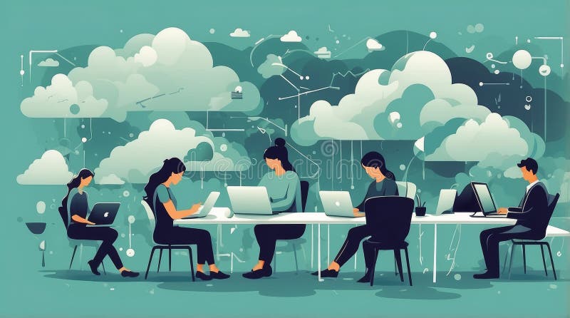 Isometric Remote Work Vector with Connected Home Offices and Digital ...