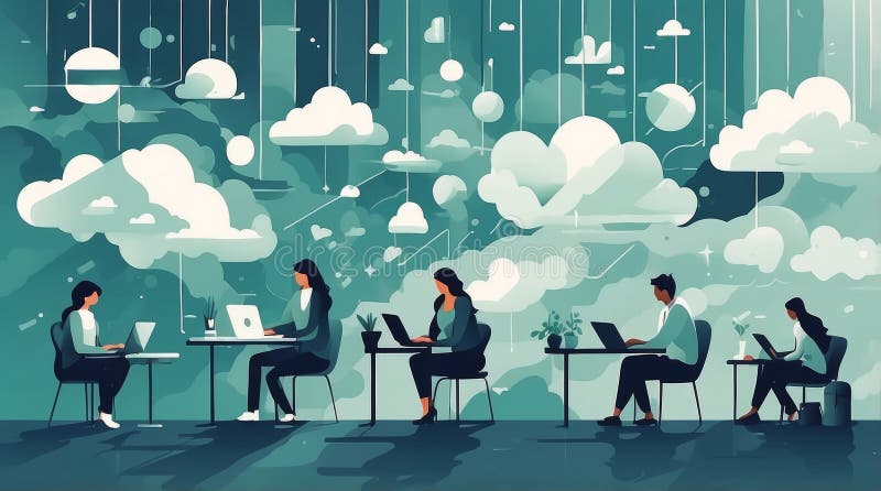 Isometric Remote Work Vector with Connected Home Offices and Digital ...