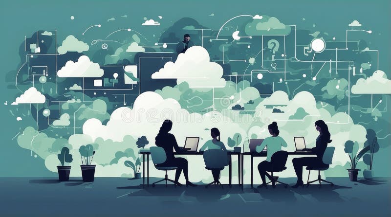 Isometric Remote Work Vector with Connected Home Offices and Digital ...