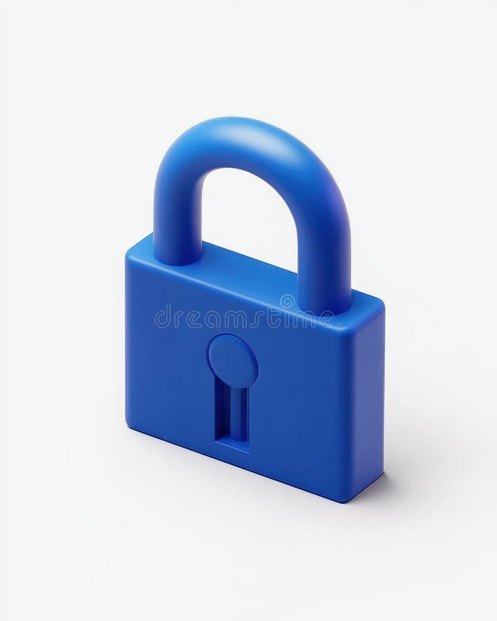 Blue Padlock: 3D Render stock image. Image of isometric - 384292753