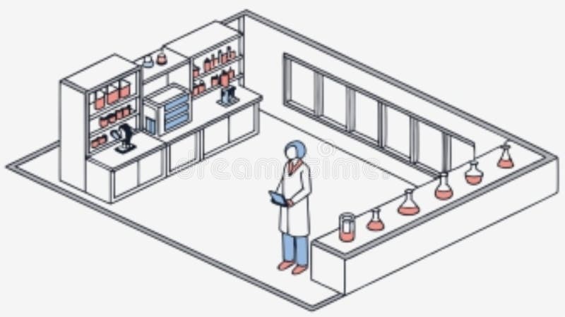 Isometric Research Laboratory with Multiple Workstations, Vector Design ...