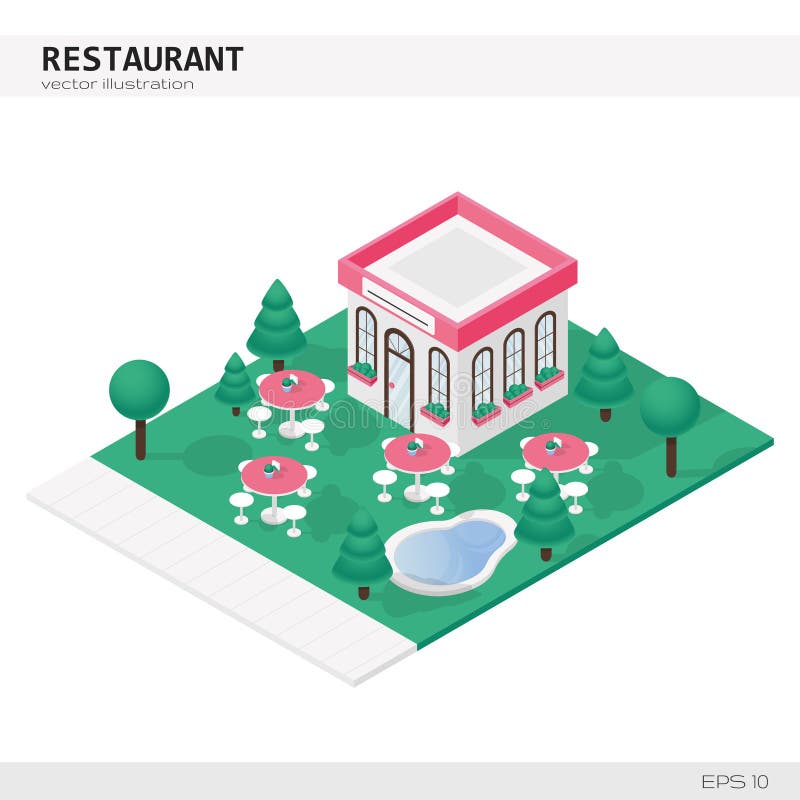 Isometric Restaurant Building. Vector Icon or Infographic Element Stock ...