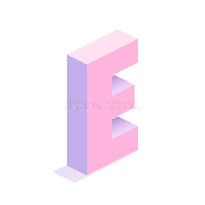 Isometric Retro Letter E. 3D Art Symbol in 90th Style. Stock Vector ...