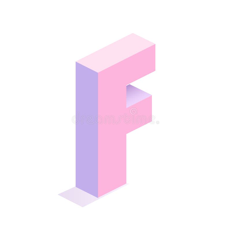 Isometric Retro Letter F. 3D Art Symbol in 90th Style. Stock Vector ...