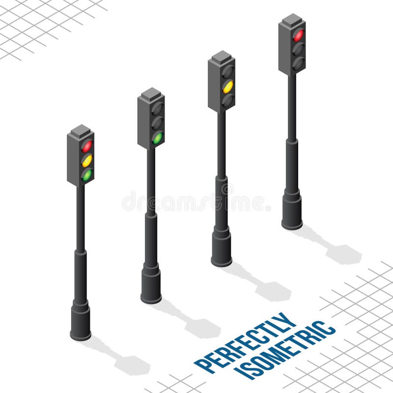 Isometric 4 Right Facing Traffic Light Posts Stock Vector ...